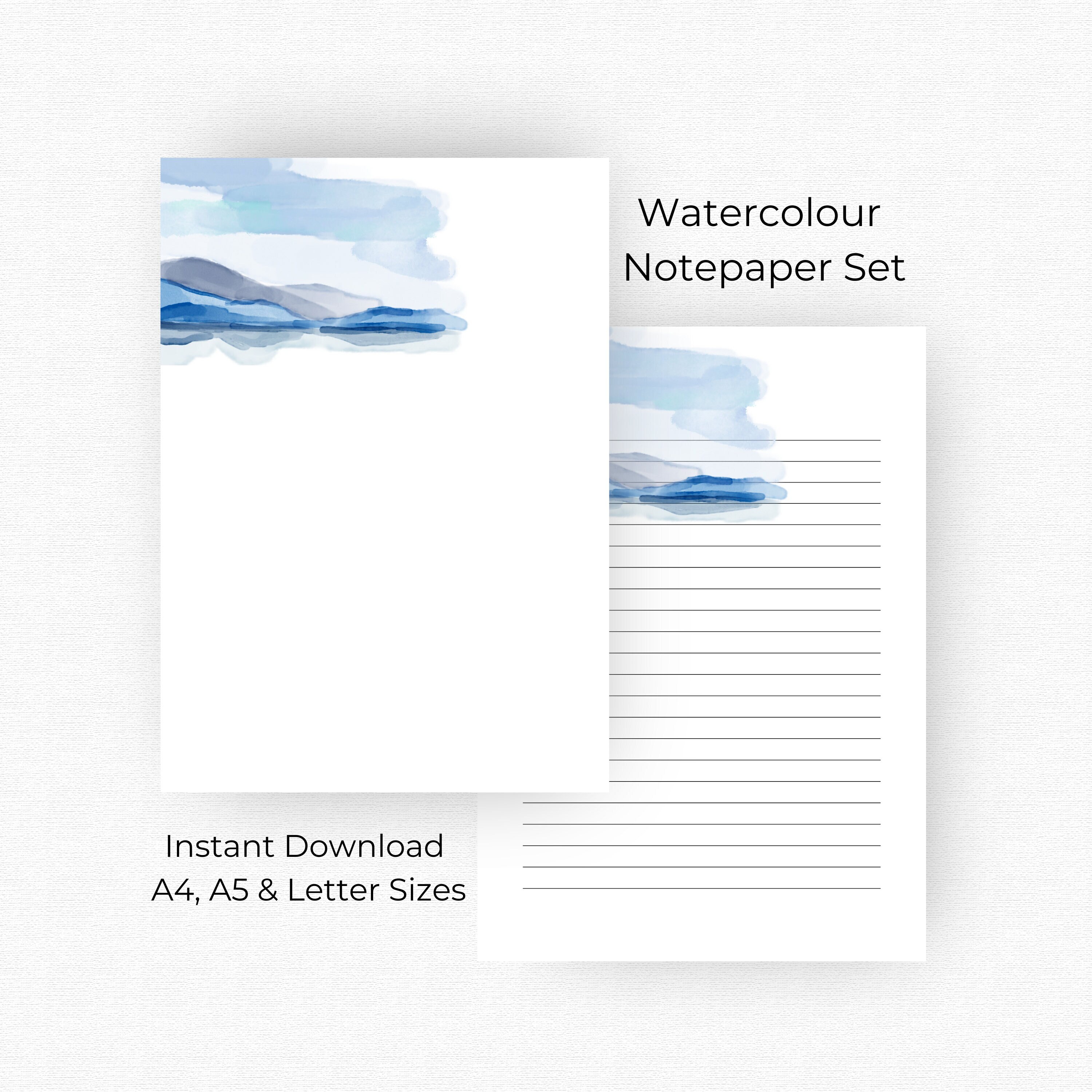 Printable Watercolour Design Notepaper Set Digital Download - Etsy