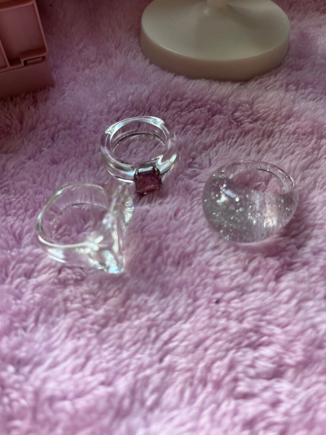 Y2K Clear Transparent Chunky Rings Acrylic Ring, Plastic Ring, Glitter ...