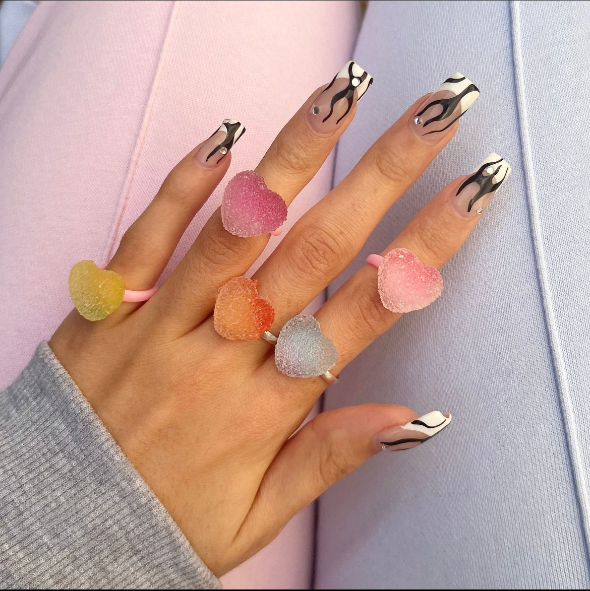 Sugar Heart Ring, Kawaii Ring, Decora Ring, Cutecore Ring, Sweets Ring ...