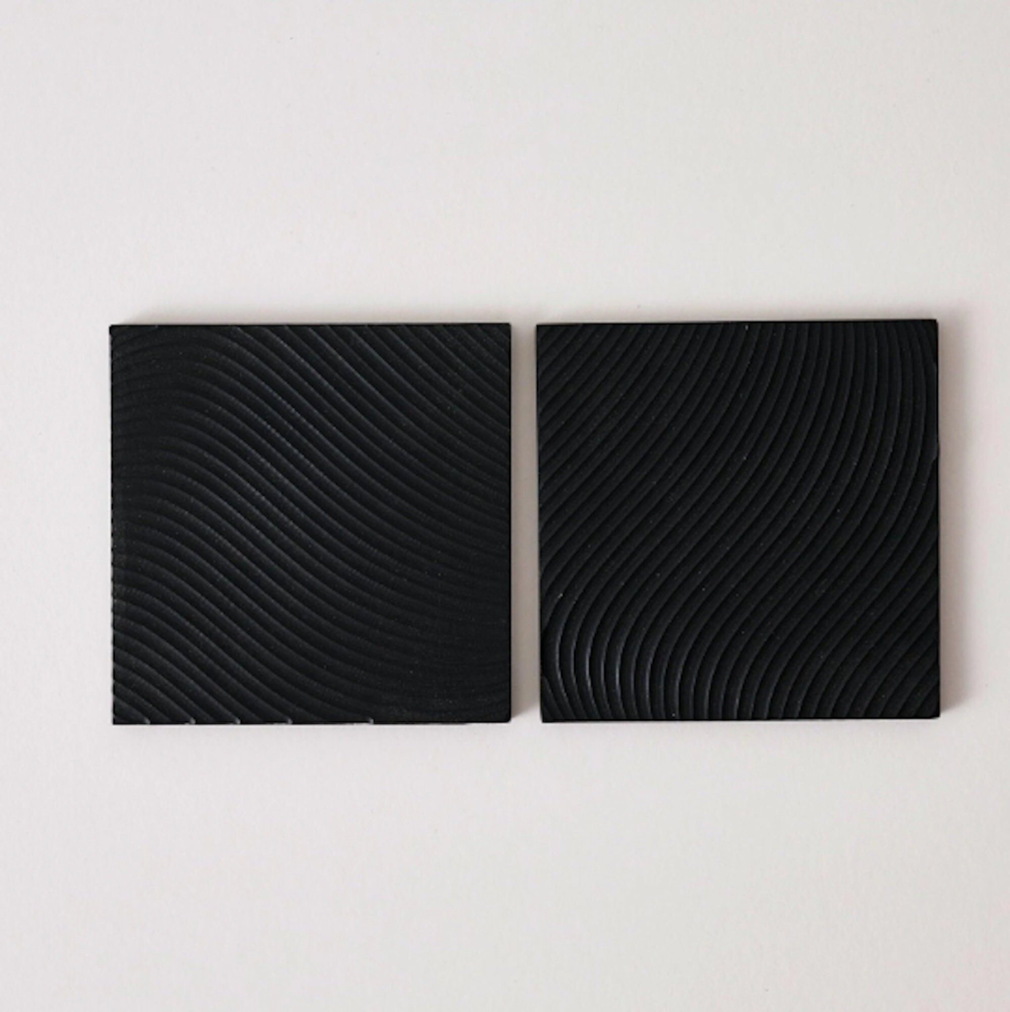 Authentic Square Black Japanese Coasters Pair. Crafted From Recycled ...