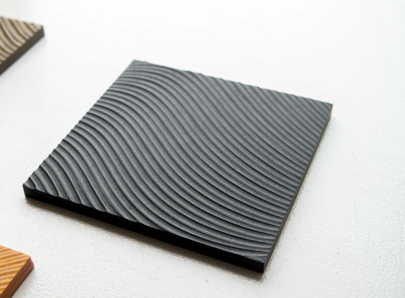 Authentic Square Black Japanese Coasters Pair. Crafted From Recycled ...