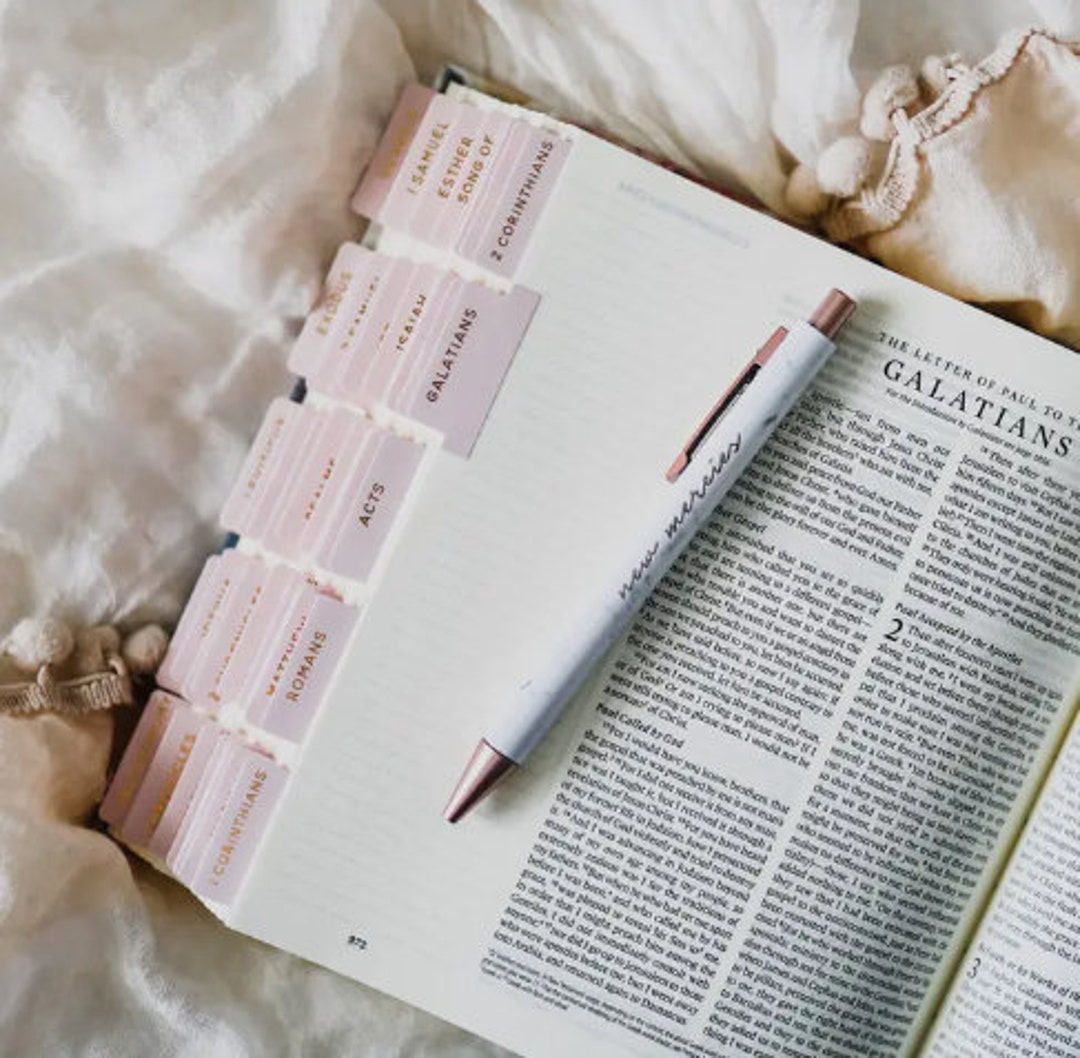Christian Bible Tabs Blush Bible Tabs Matte Bible Tabs Christian Gift Books of the Bible Tabs ...