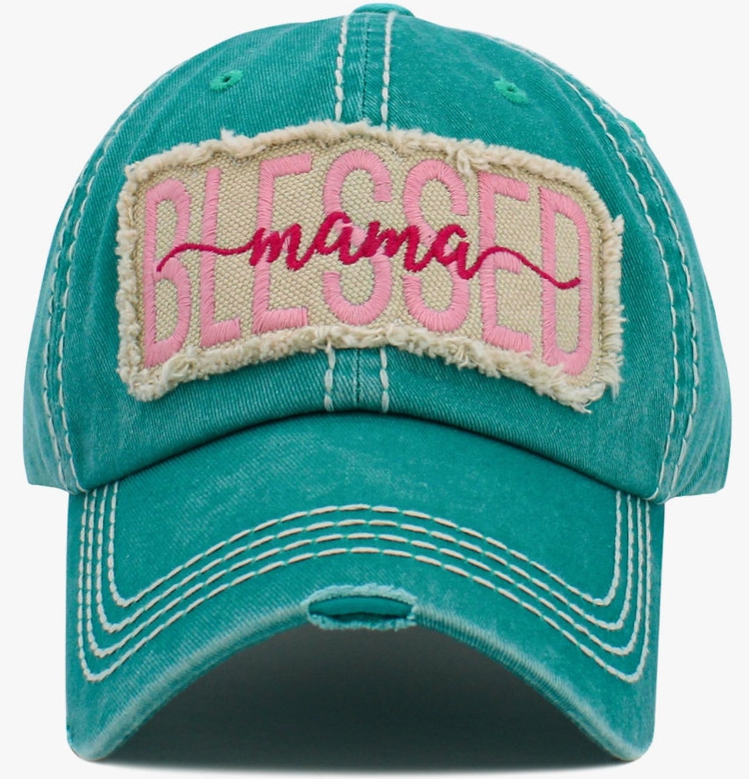 Christian Hat Blessed Mama Distressed Cap Jesus Hat Christian Ball Cap ...