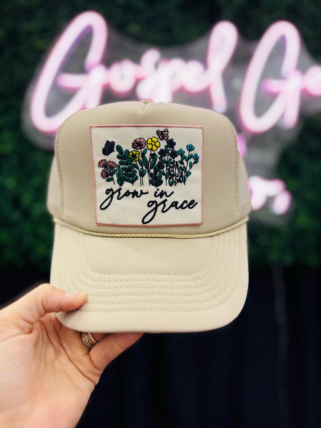 Christian Foam Trucker Hat, Grow in Grace Trucker Hat, Embroidered ...