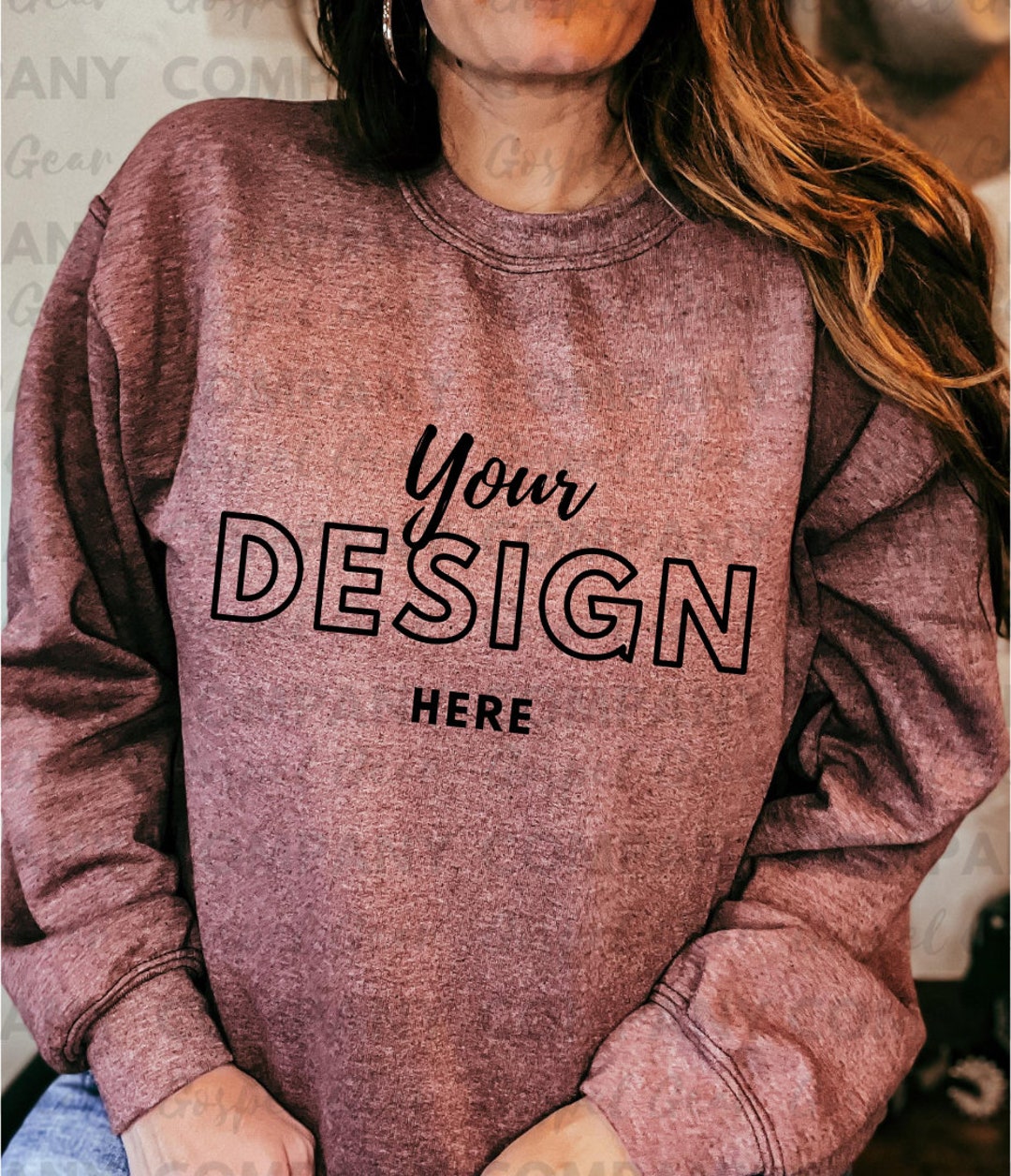 Heather Maroon Gildan G180 Mockup l Pullover Mockup l Modell Mockup l ...