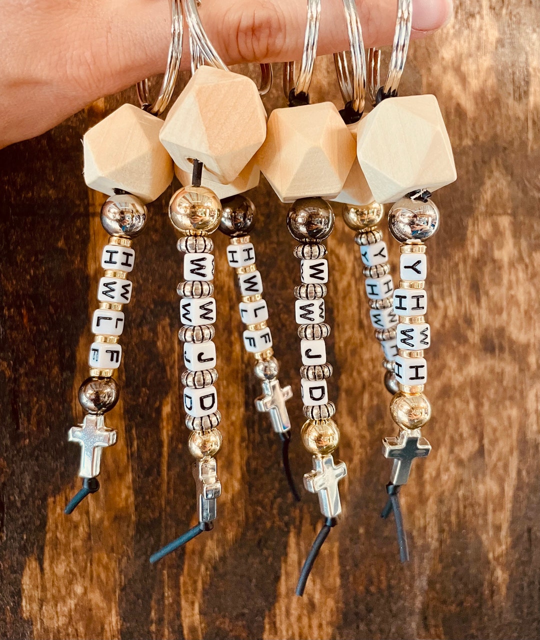 Christian Keychain Jesus Keychain YHWH Keychain WWJD Beaded Keychain ...
