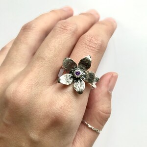 Delicate Flower Ring No. 2 - Handmade Sterling Silver Textured ...