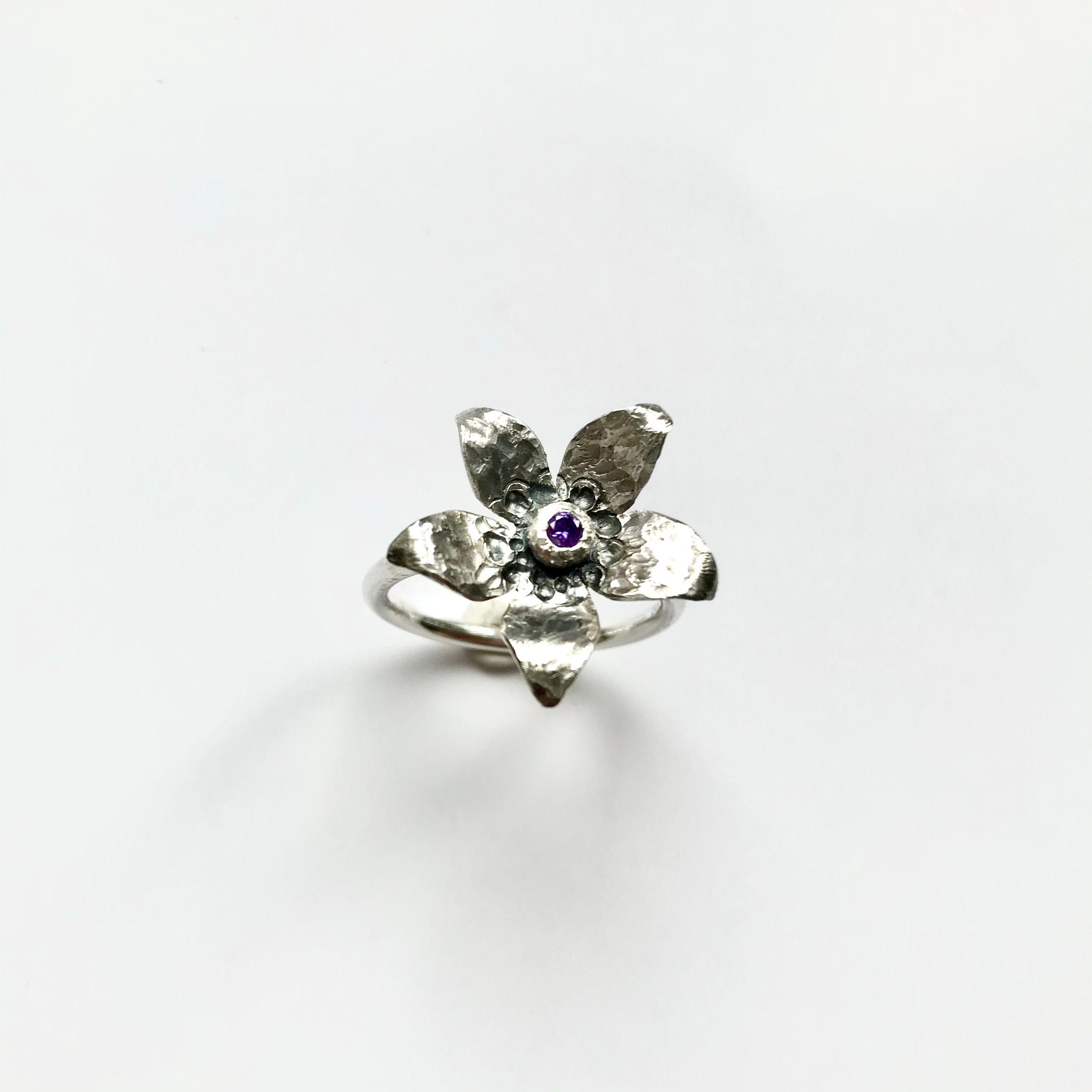 Delicate Flower Ring No. 2 Handmade Sterling Silver Textured - Etsy