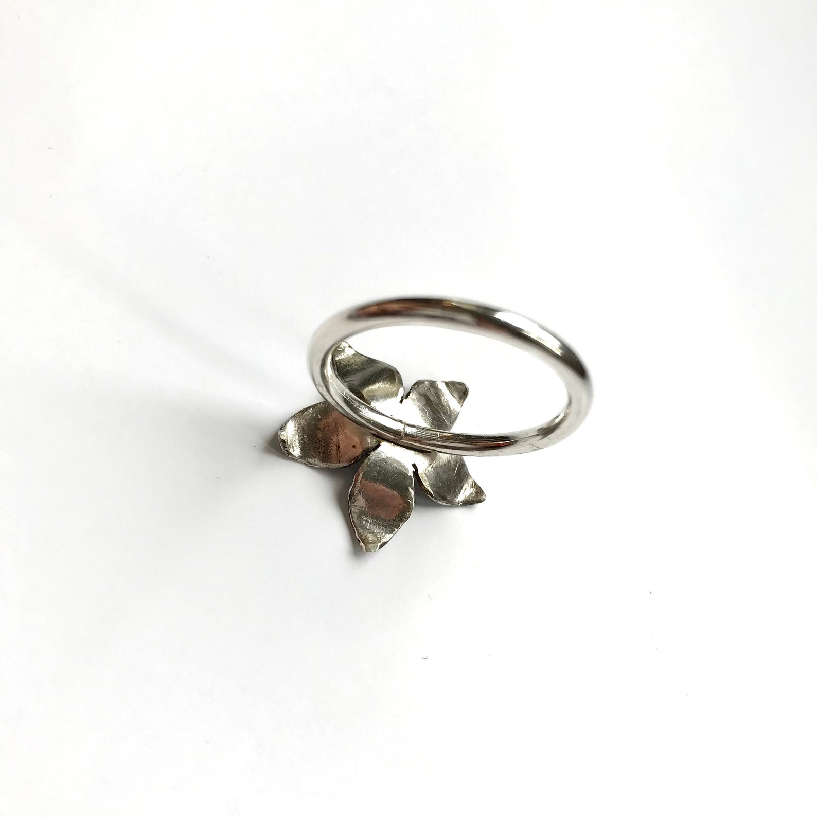 Delicate Flower Ring No. 2 Handmade Sterling Silver Textured - Etsy