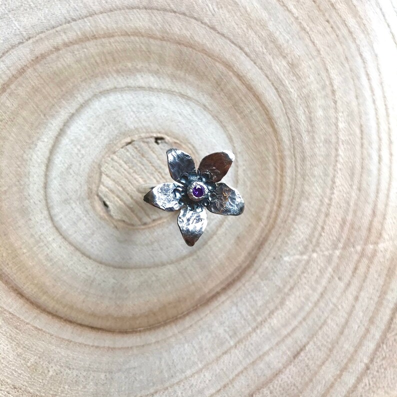 Delicate Flower Ring No. 2 Handmade Sterling Silver Textured - Etsy