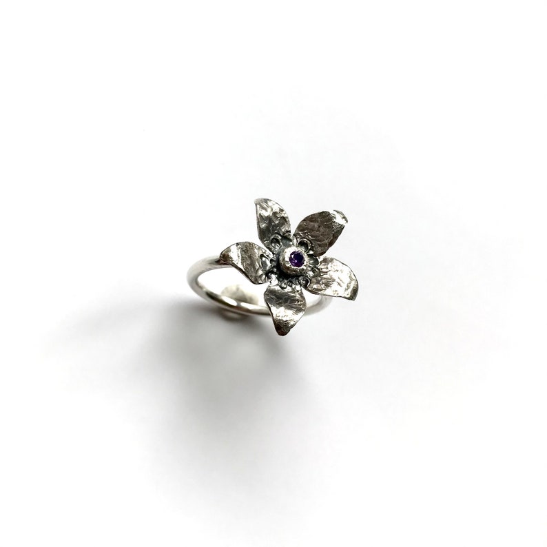 Delicate Flower Ring No. 2 Handmade Sterling Silver Textured - Etsy