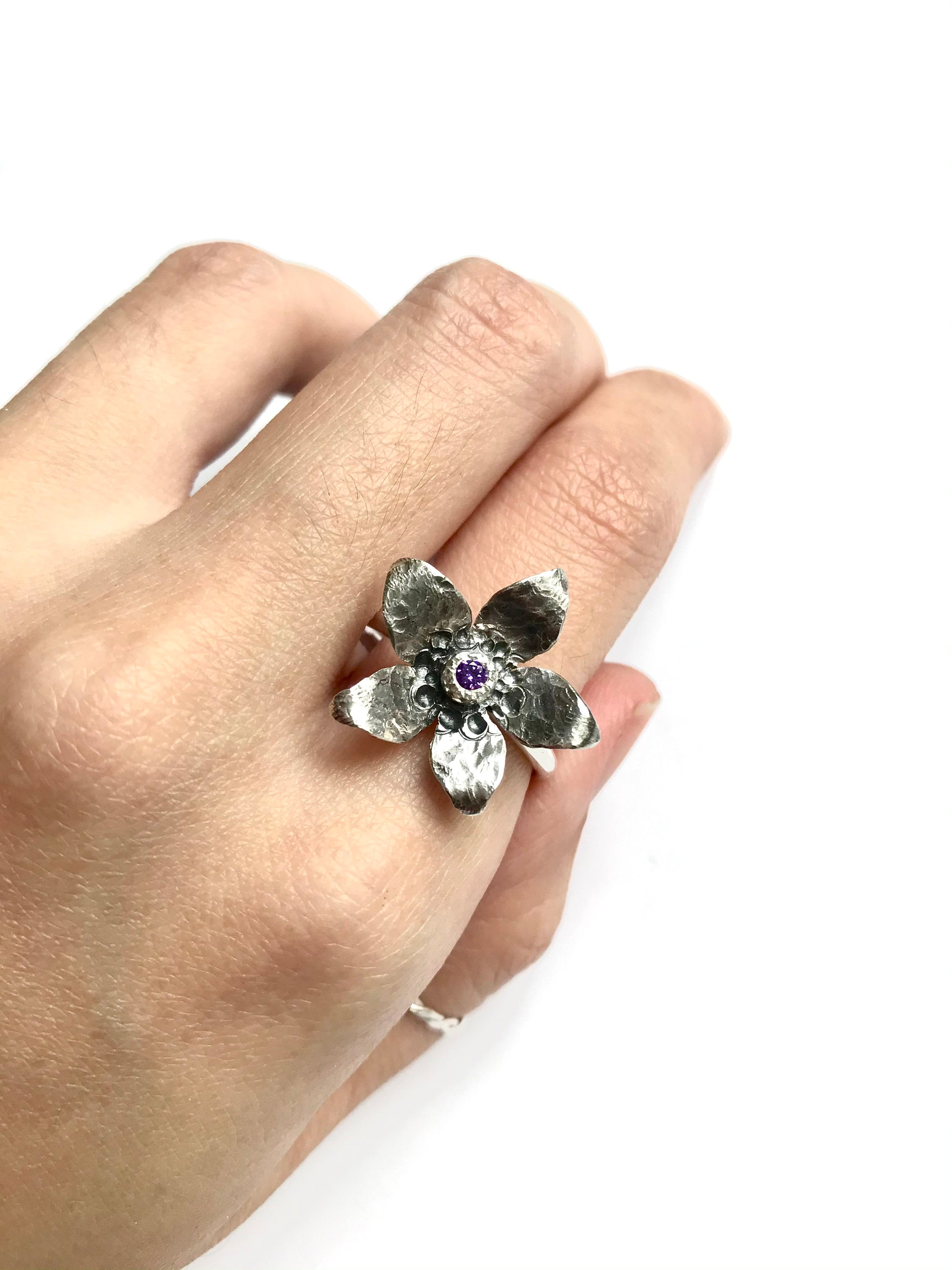 Delicate Flower Ring No. 2 Handmade Sterling Silver Textured - Etsy