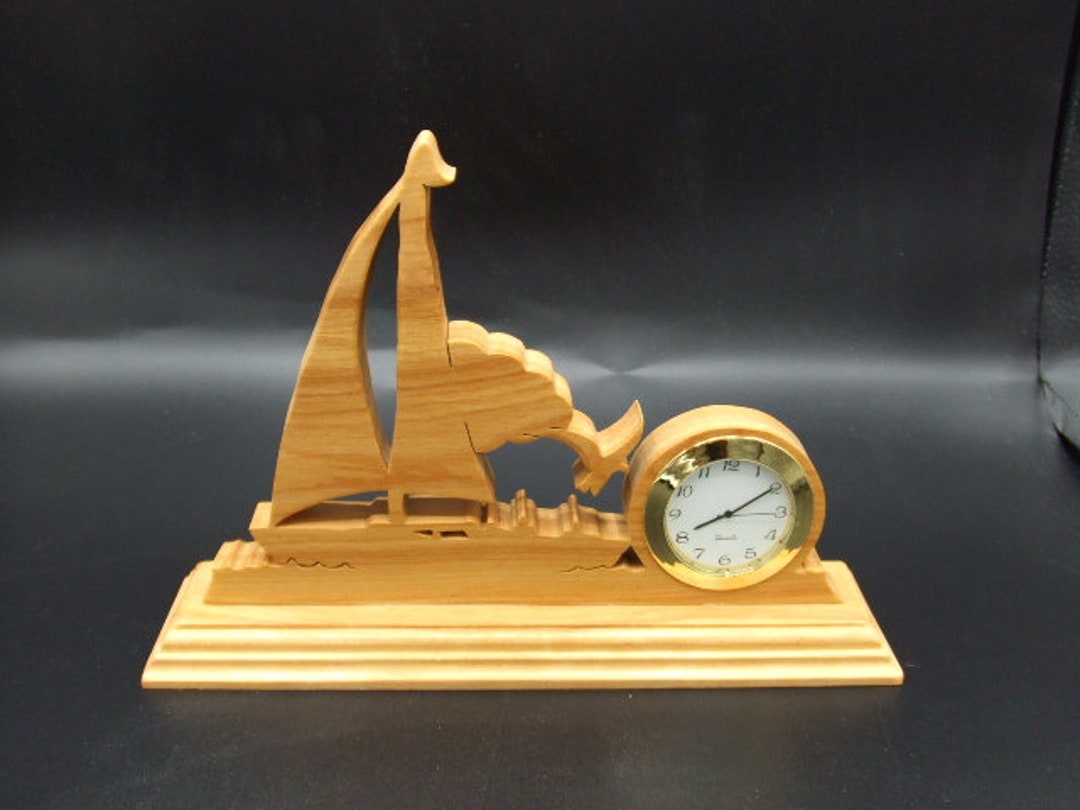 Handmade Wooden Mini Sail Boat Clock - Etsy