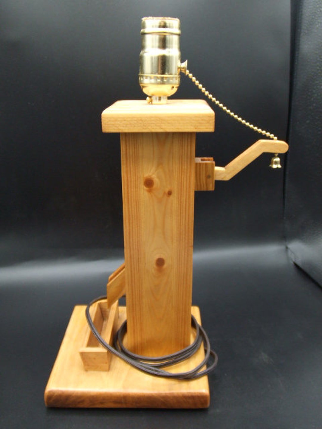 Handmade Wooden Pump Lamp - Etsy