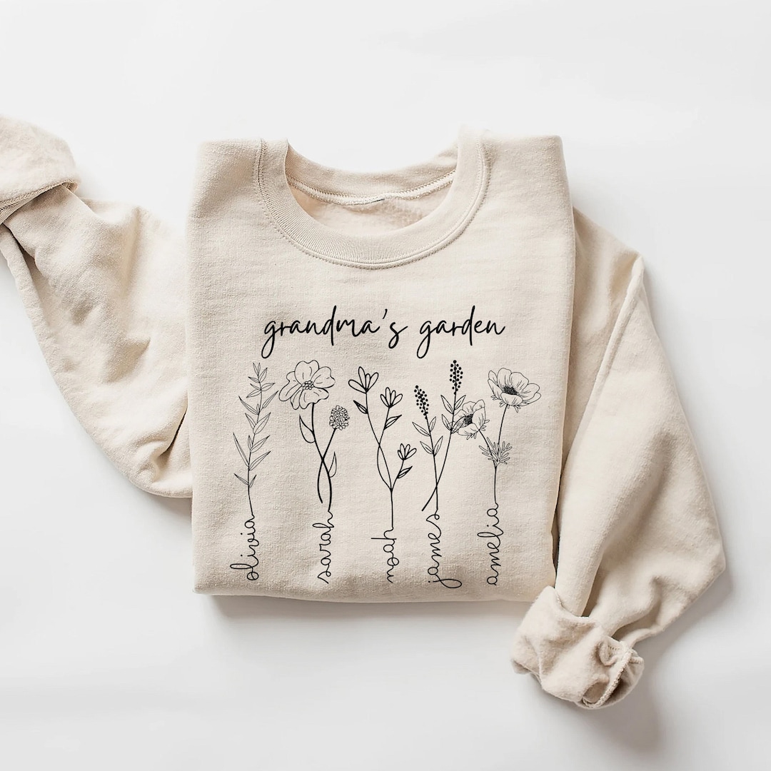 Grandma's Garden Sweatshirt, Custom Birthflower Sweatshirt, Gift for ...