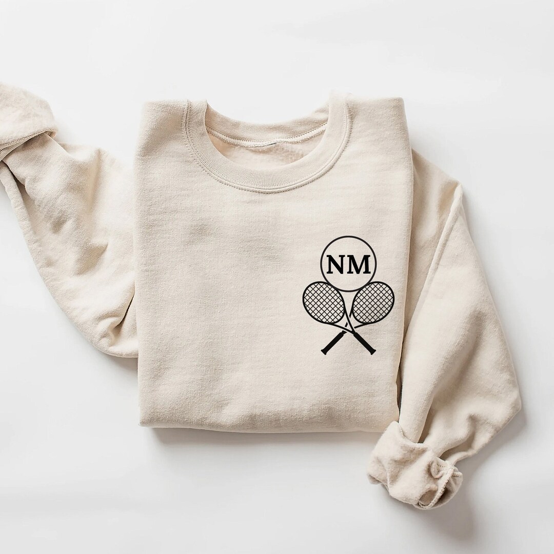 Monogram Tennis Sweatshirt, Personalized Tennis Ball & Racket Sweater ...
