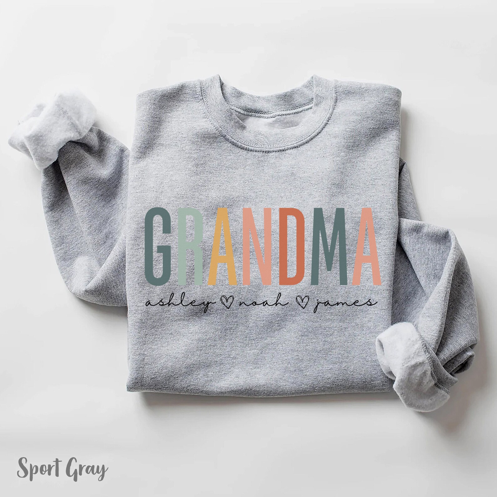 Personalized Grandma Sweatshirt With Names, Grandma Heart Sweat, Custom ...