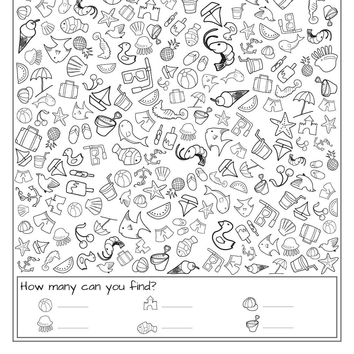 I Spy Summer Edition, Summer Colouring Page, Holiday Activities for ...