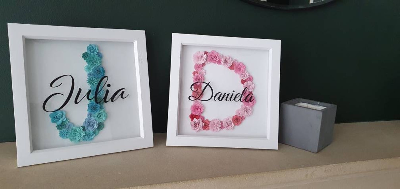 Personalised Shadow Box Frame With Name and Flower Initial - Etsy