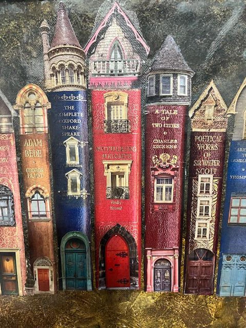 Victorian Village Collage, Book Spines, Wall Art - Etsy