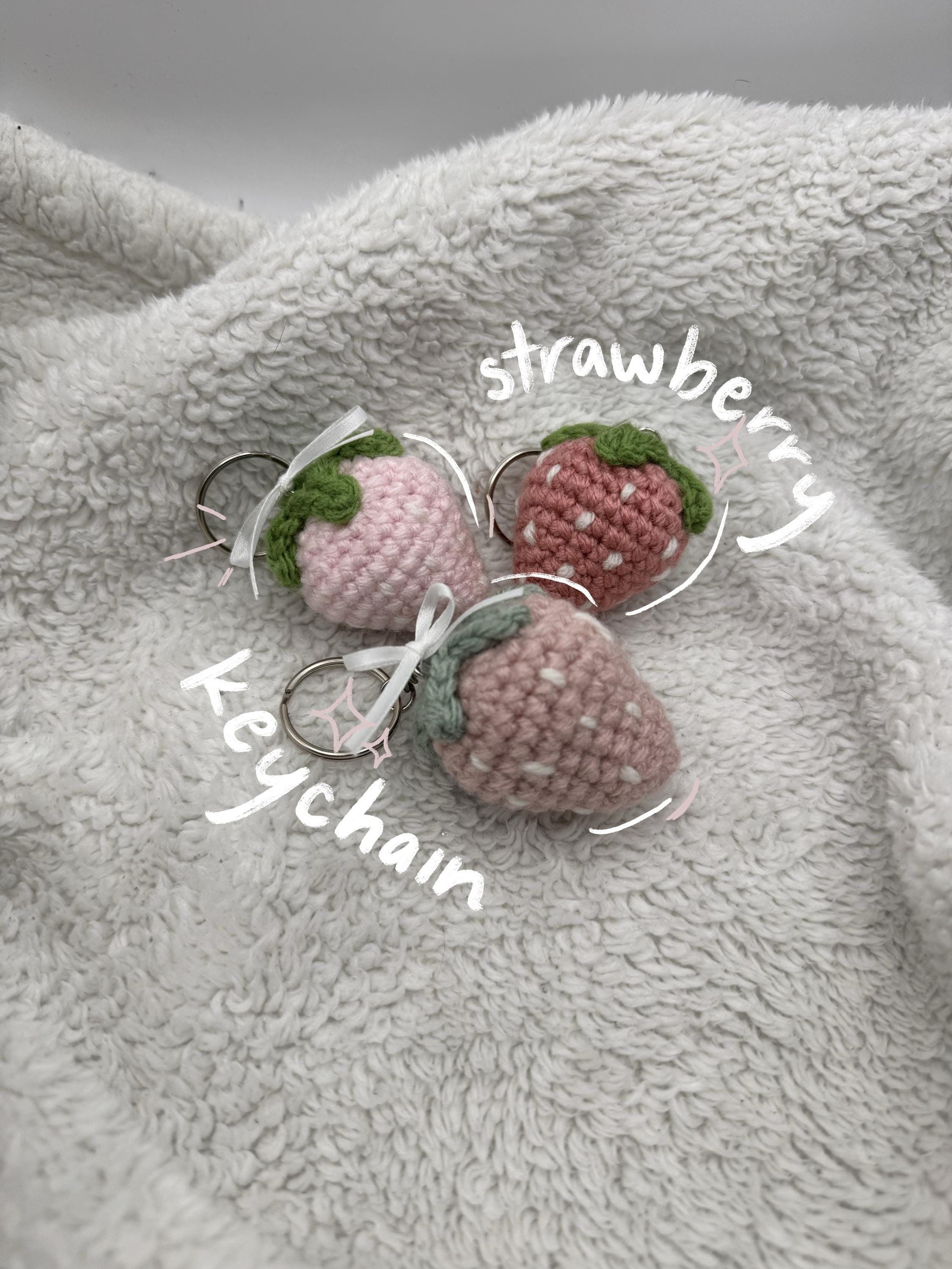 Crochet Strawberry Keychain - Etsy