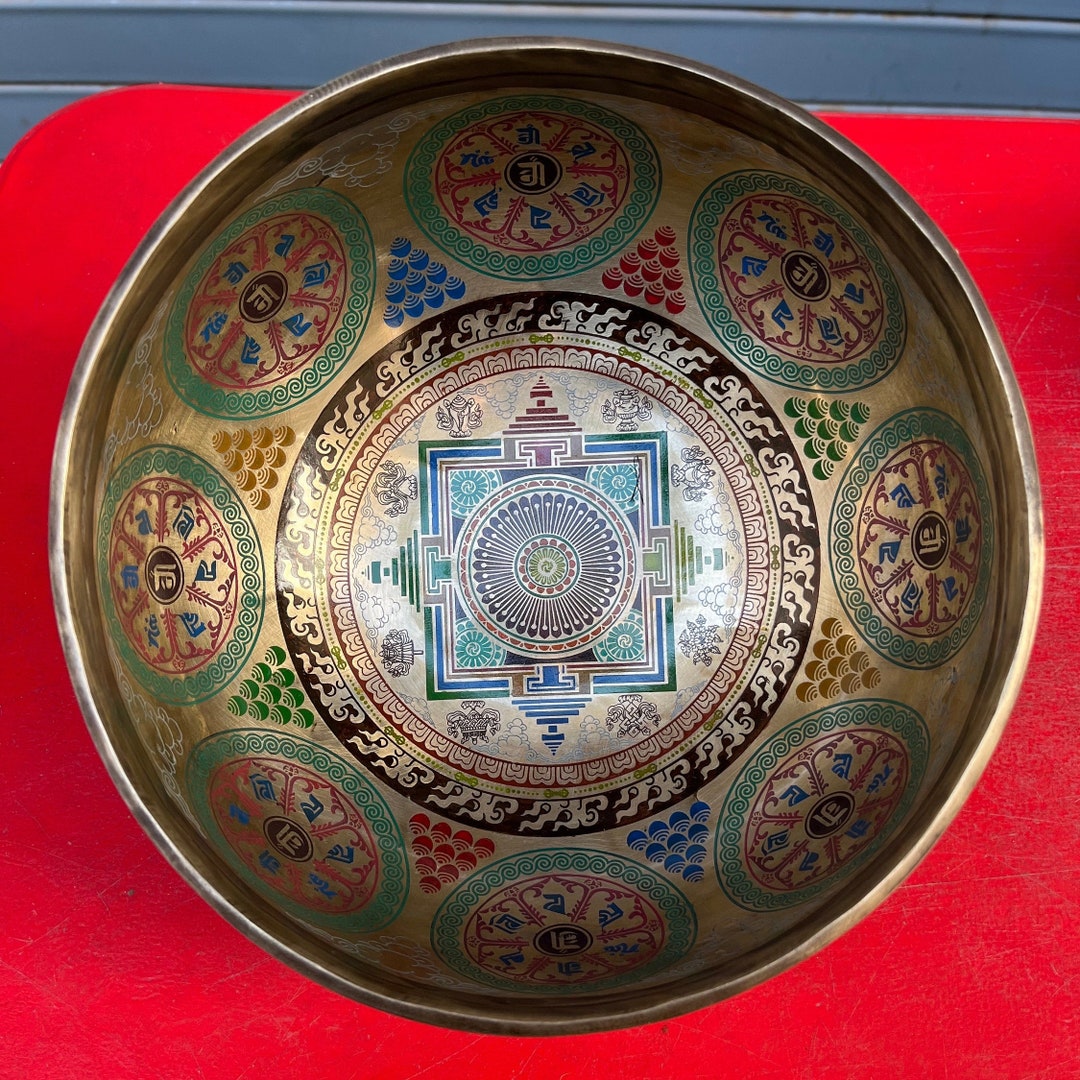 10 Inch Special Mandala Carving Bowl-handmade Tibetan Singing Bowl-deep ...