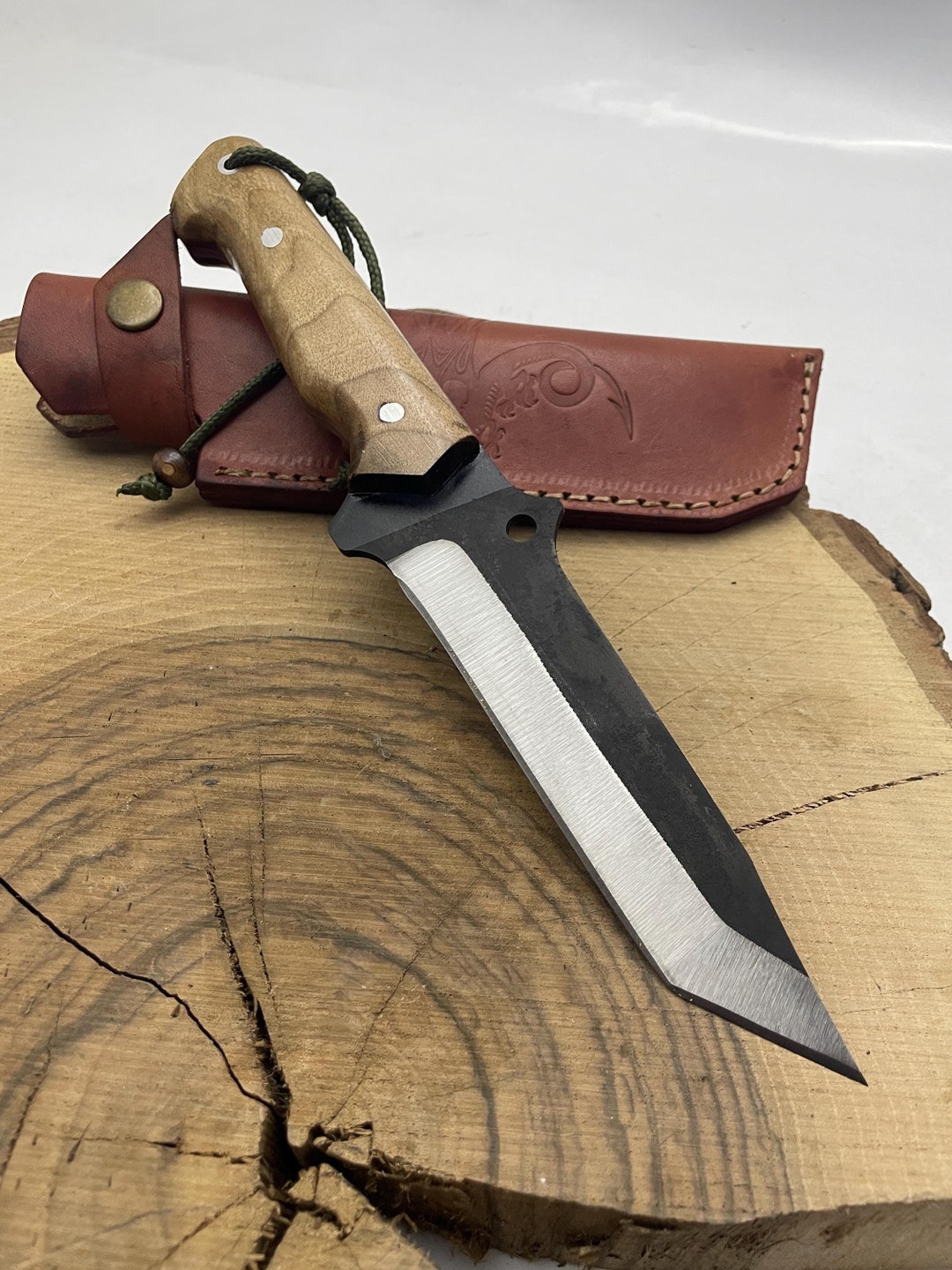 Full Tang Tanto Knife: Wood Handle Hunting, Camping, Survival With ...