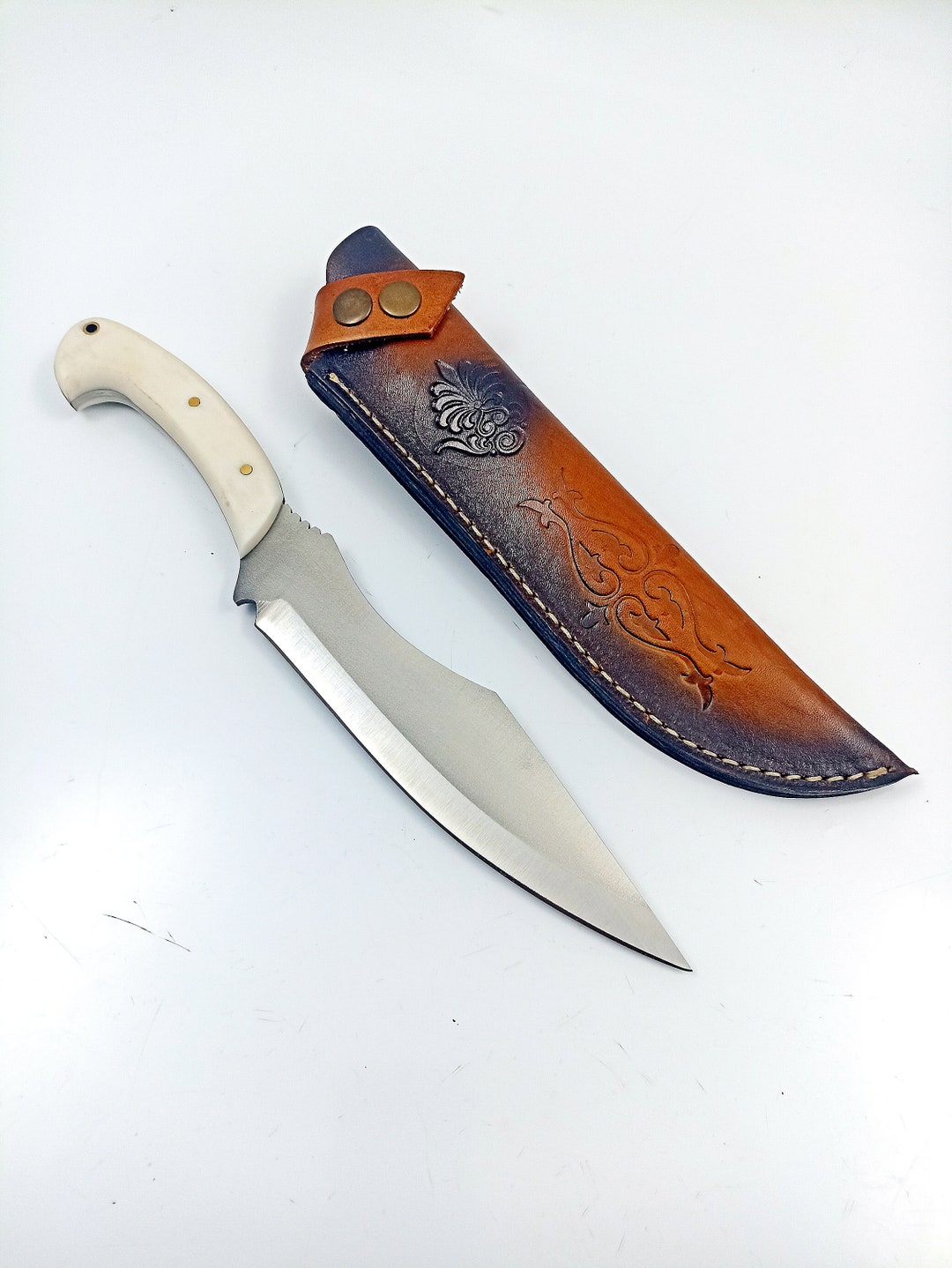Custom Handmade Jungle Knife , Machete Knife With Leather Case , Custom ...