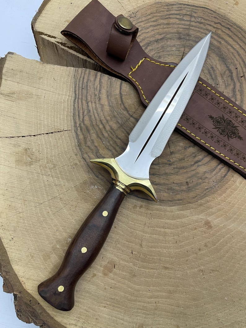Custom Engraved Dagger Knife: Walnut Handle, Stainless Steel Blade ...