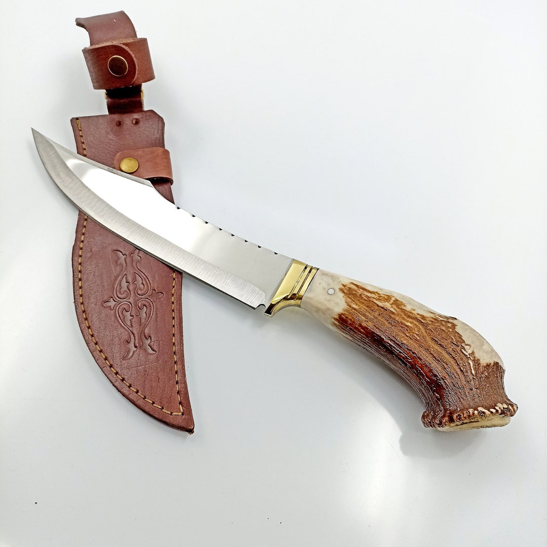 Deer Antler Big Machete Knife - Stag Horn Hunting Knife - Collectors ...