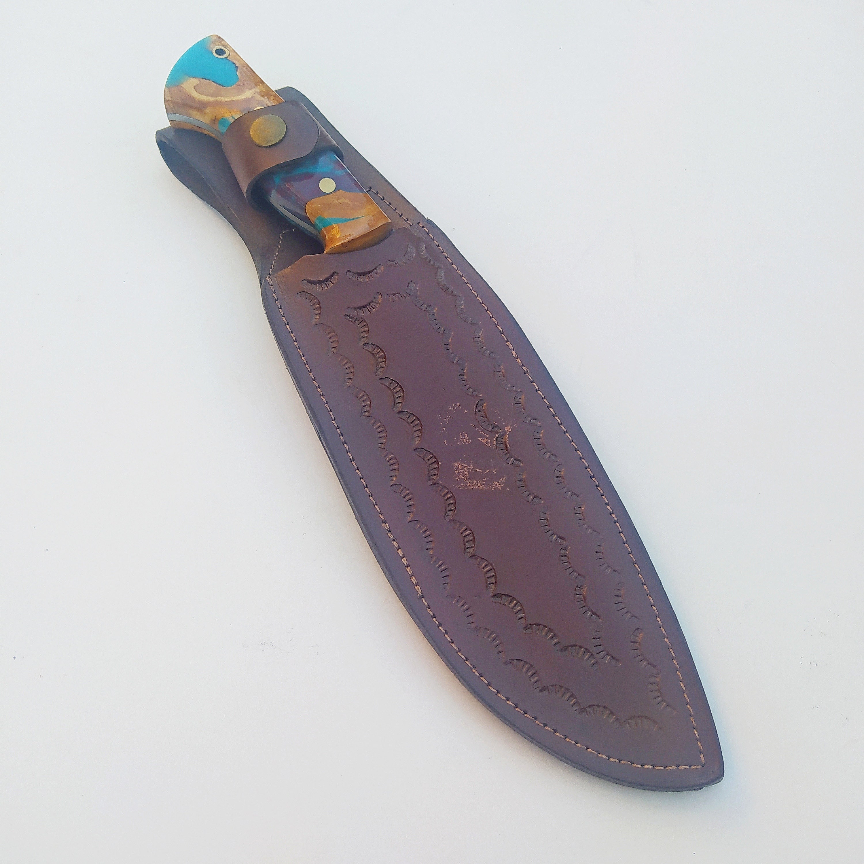 Epoxy Handle Hunting Knife With Sheath Bushcraft Knife - Etsy