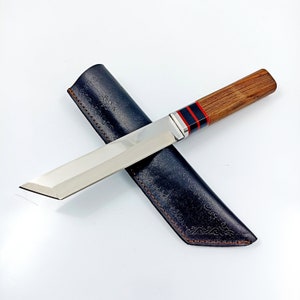 Custom Tanto Knife and Leather Sheath Japanese Knife Groomsmen Knife ...