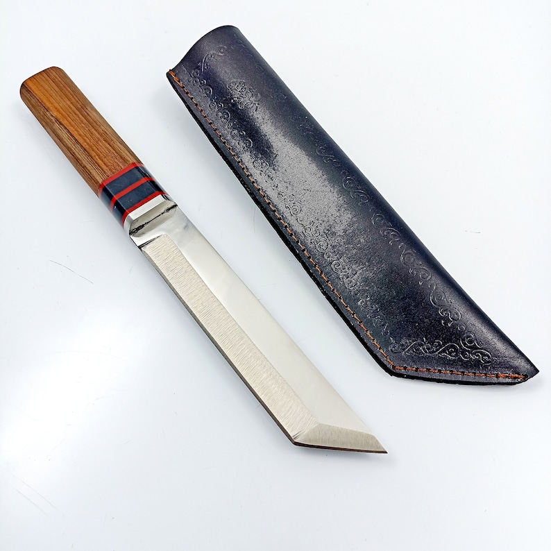 Custom Tanto Knife and Leather Sheath Japanese Knife Groomsmen - Etsy