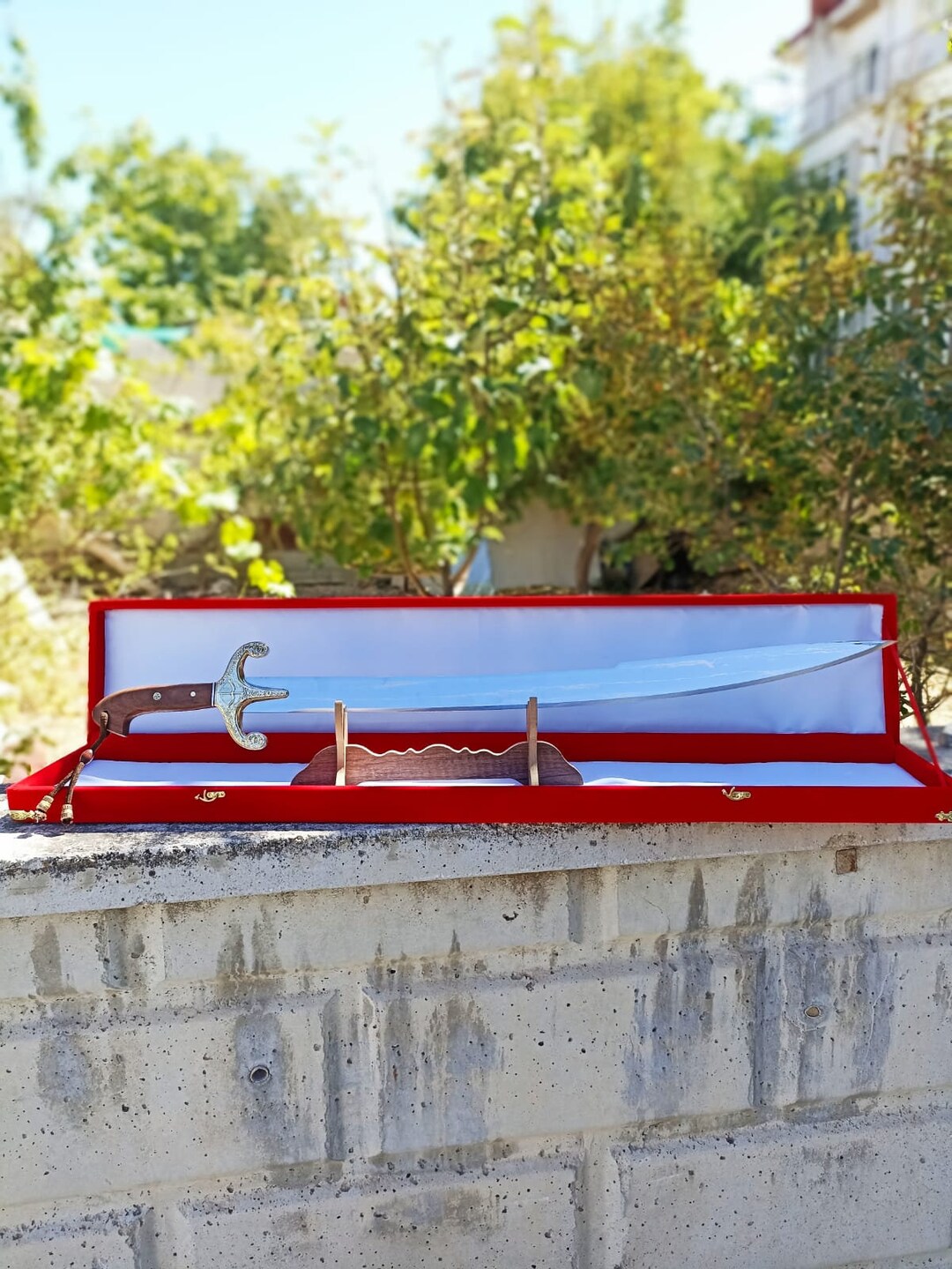 Handmade Seljuk Sword: Sultan Meliksah Style, Walnut Handle, Display ...