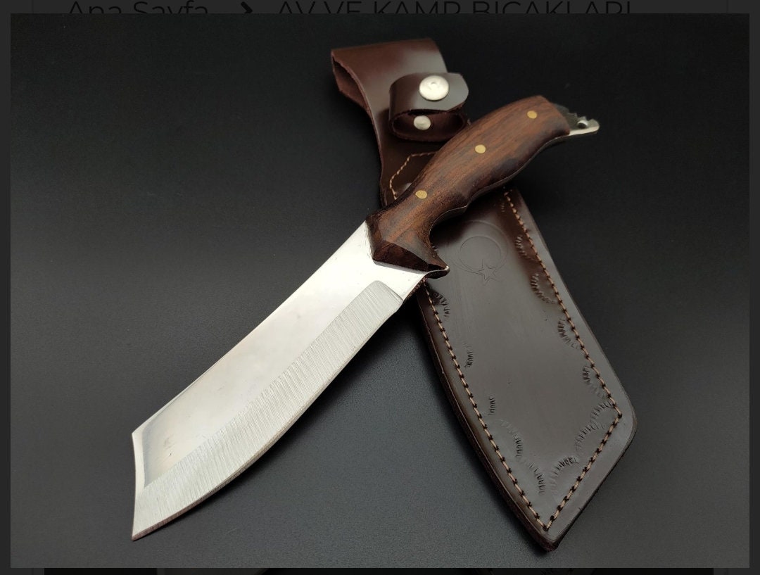 Handmade Tanto Knife: Custom Engraved Walnut Handle, Tactical Hunting ...