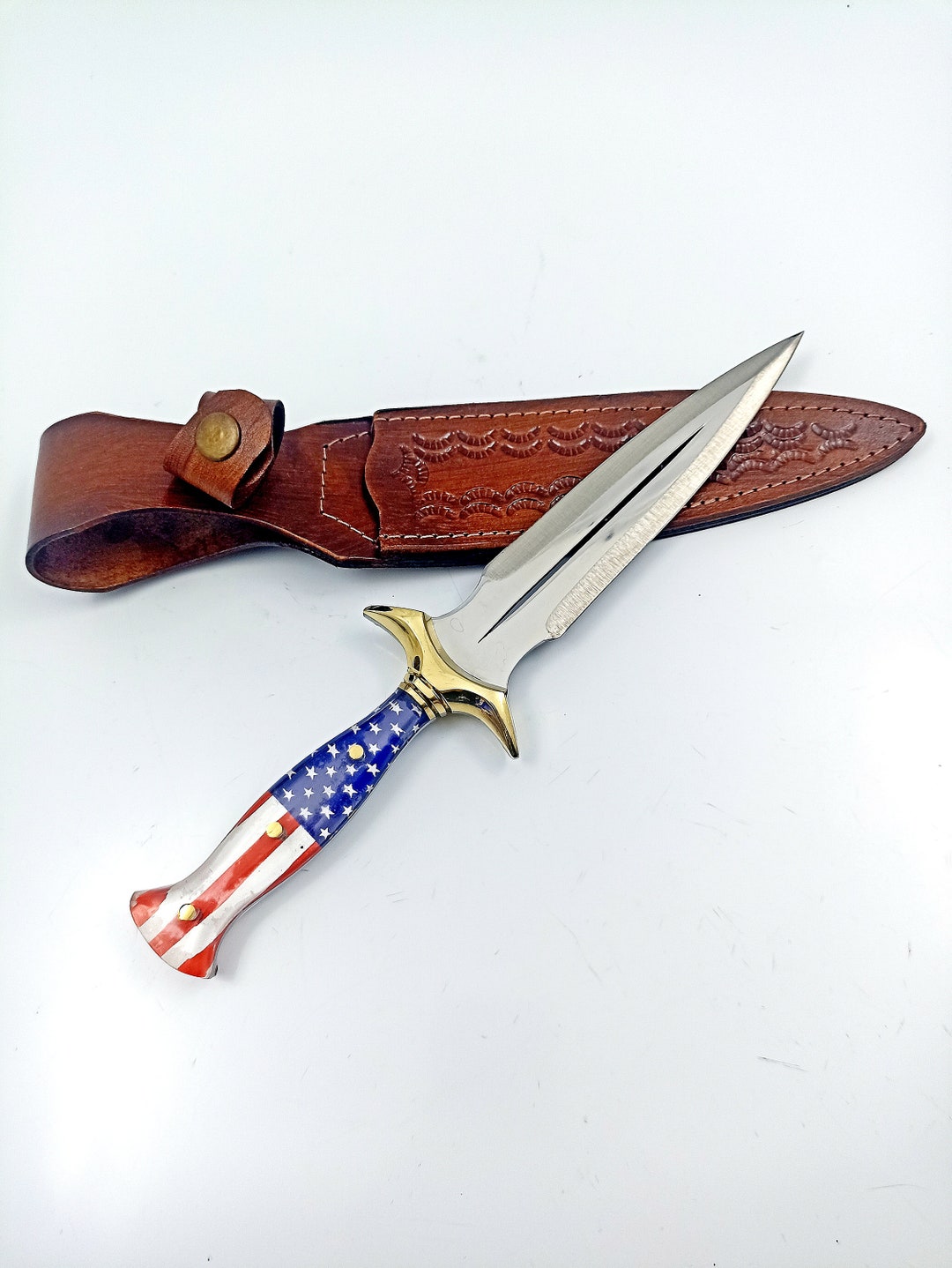 Handmade American Flag Dagger Knife With Case , Groomsmen Knive Set ...