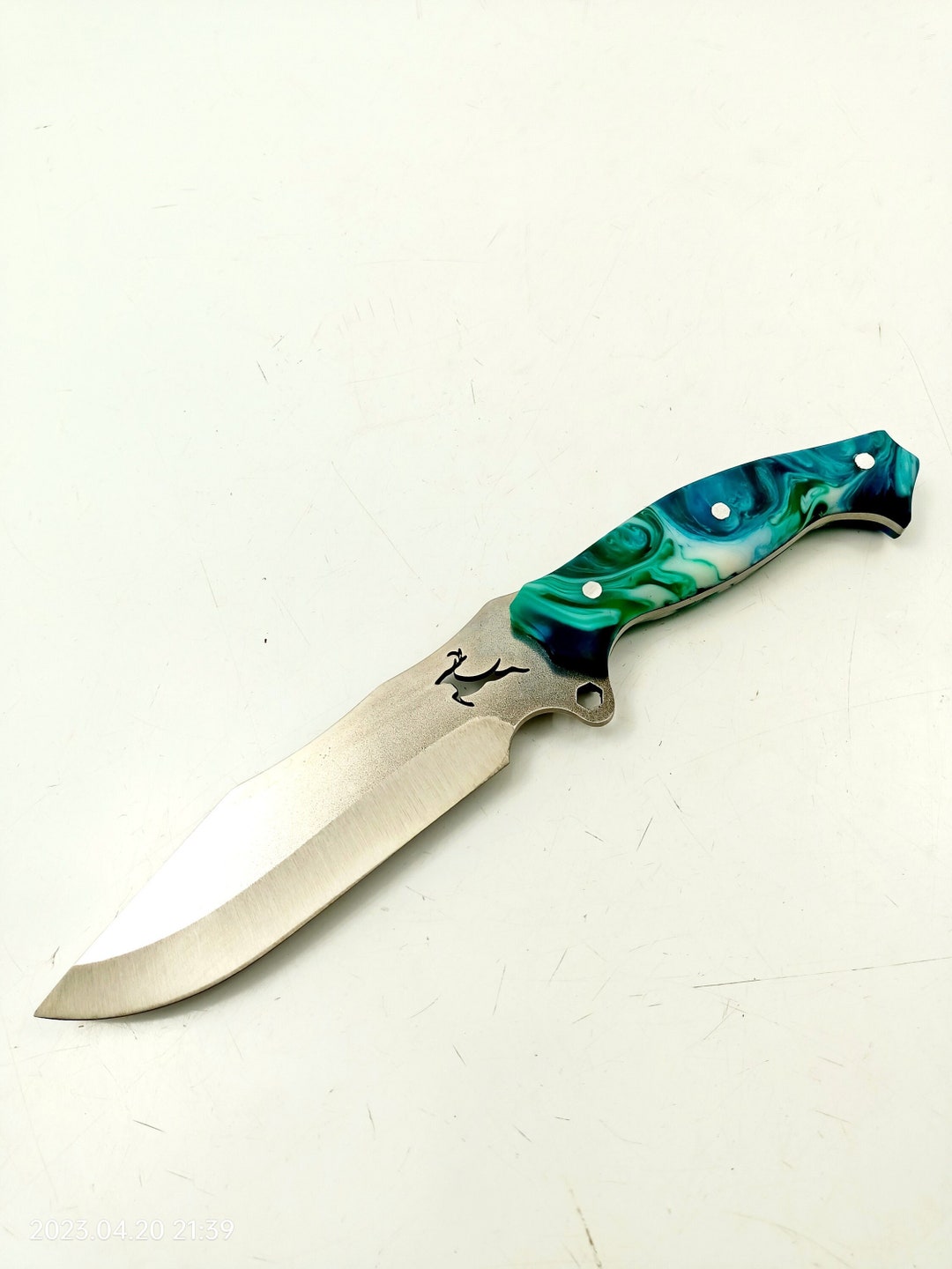 Custom Engraved Fixed Blade Knife: Epoxy Handle, Full Tang, Survival ...
