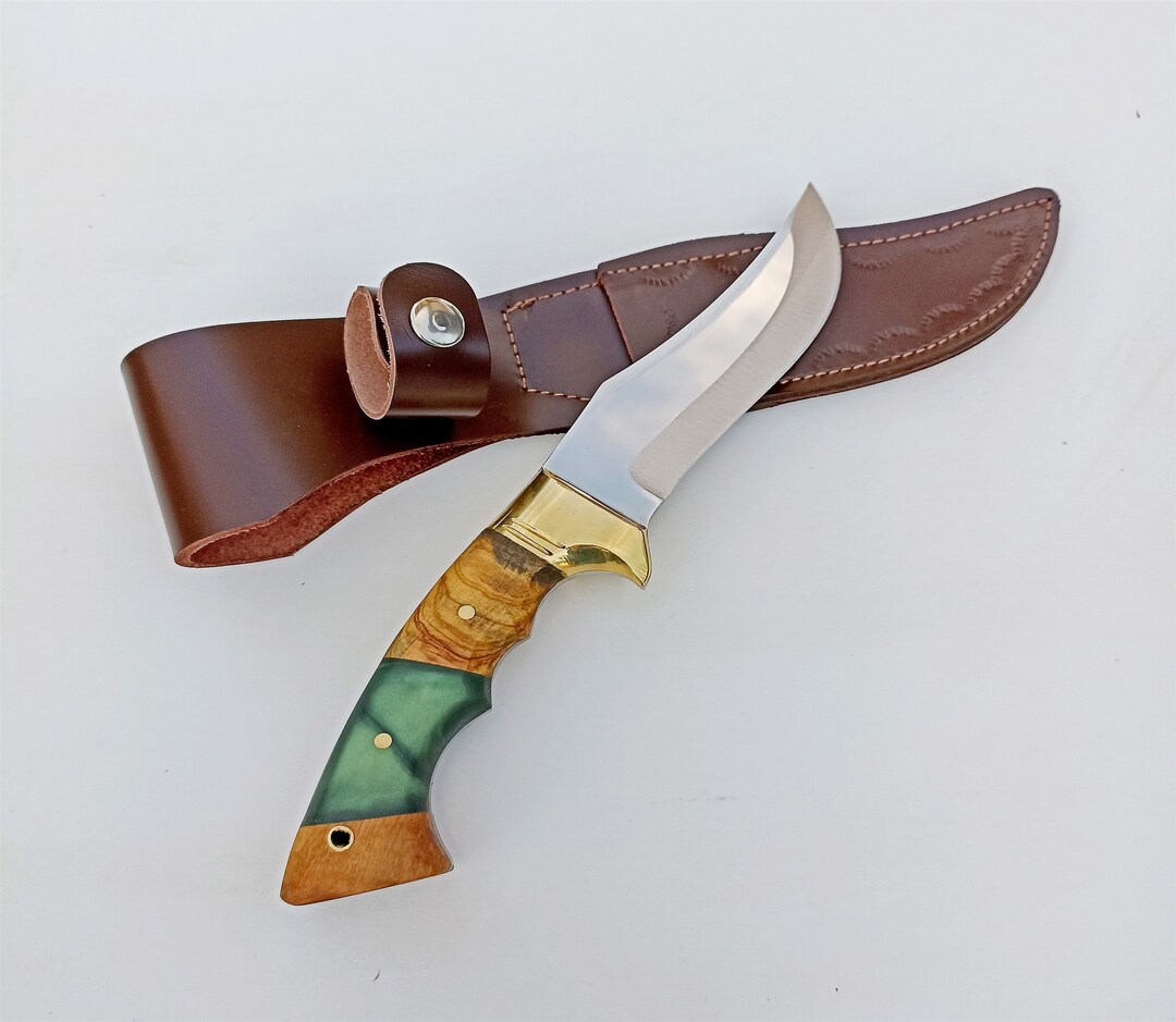 10.6'' Custom Handmade Epoxy Handle Bowie Knife Hunting Knife With ...