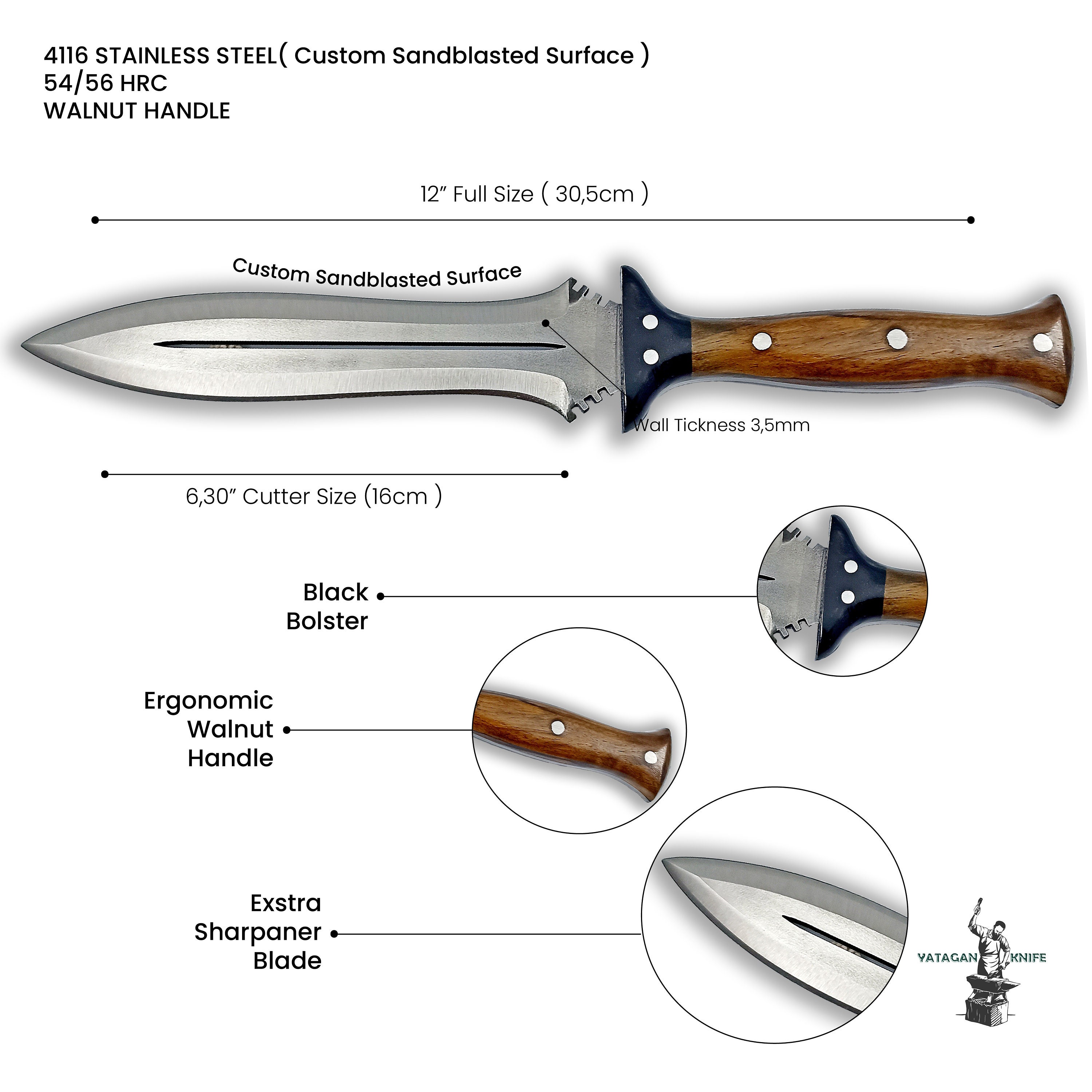 Handmade Full Tang Blade Dagger Knife With Leather - Etsy