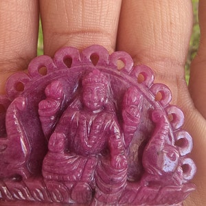 Natural Hand Carved Ruby Goddess Lakshmi Pendant Carving Crystal Art ...