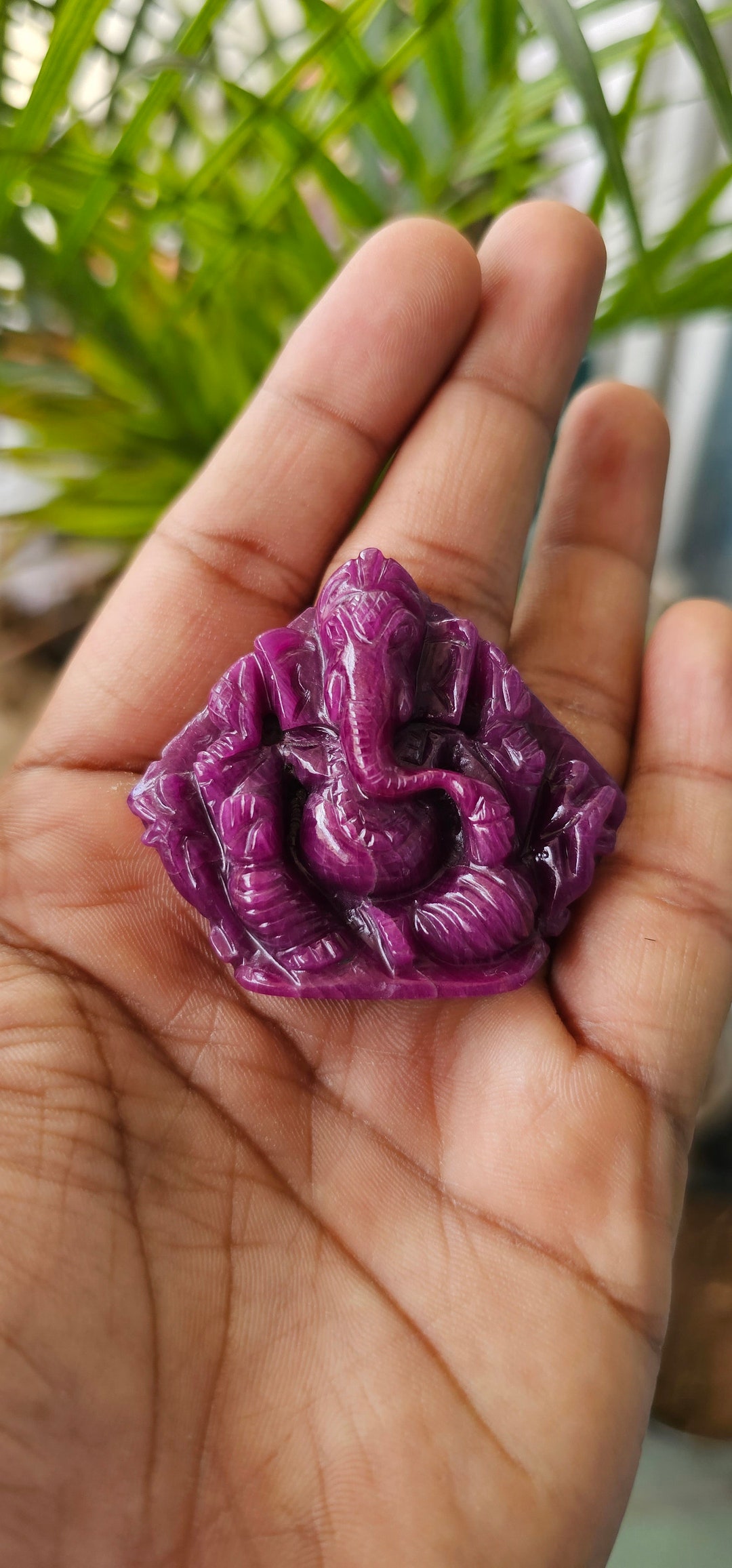 Natural Hand Carved Ruby Gemstone Ganesha Carving Crystal Precious ...