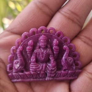 Natural Hand Carved Ruby Goddess Lakshmi Pendant Carving Crystal Art ...