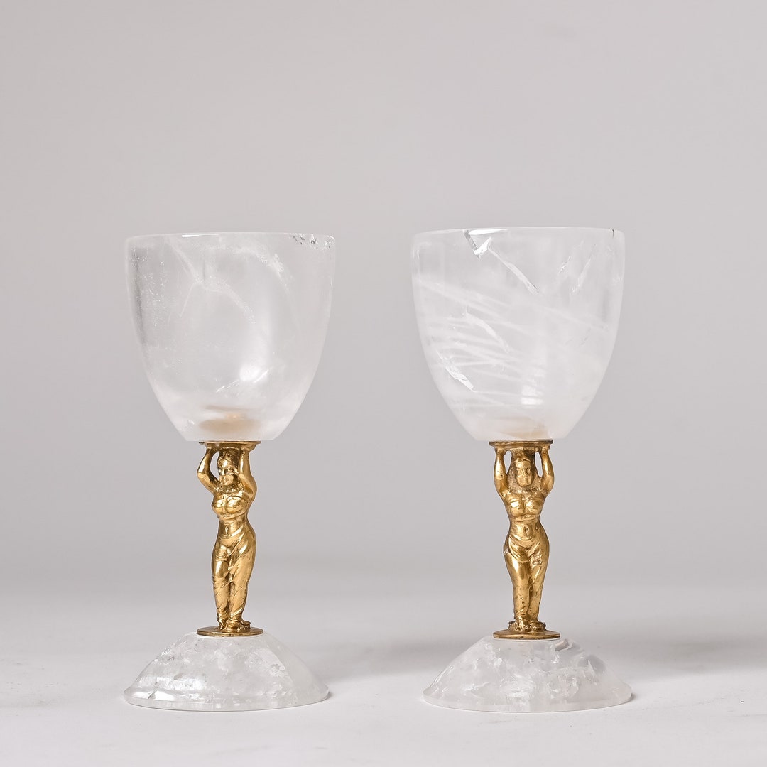 Natural Handmade Crystal Quartz Champagne Glass Art Deco Home Decor ...