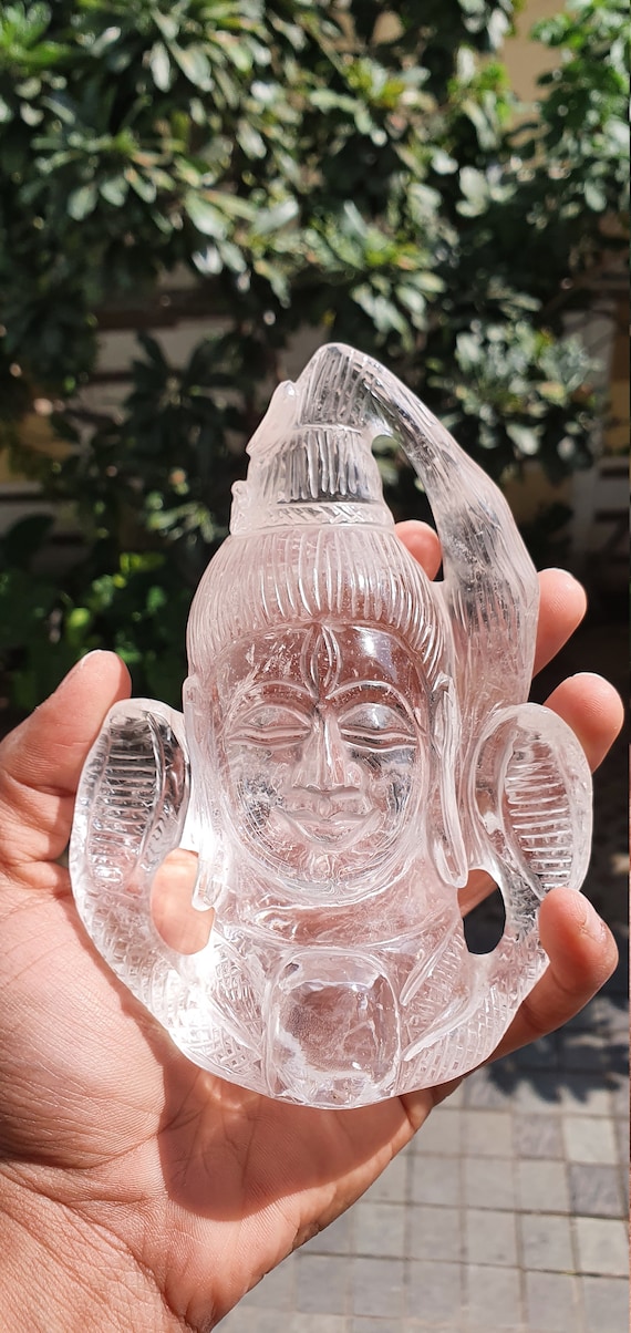 Clear Quartz Shiva head Crystal Quartz Shiva Sculpture Gemstone Carving ...