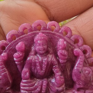 Natural Hand Carved Ruby Goddess Lakshmi Pendant Carving Crystal Art ...