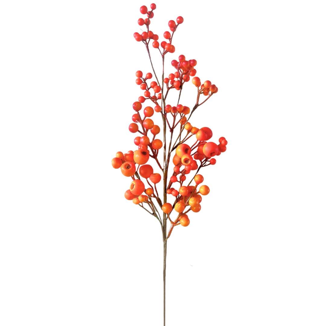 Orang Berry Branch, Orange Berries, Fall Porch Decoration, Fall Wedding ...