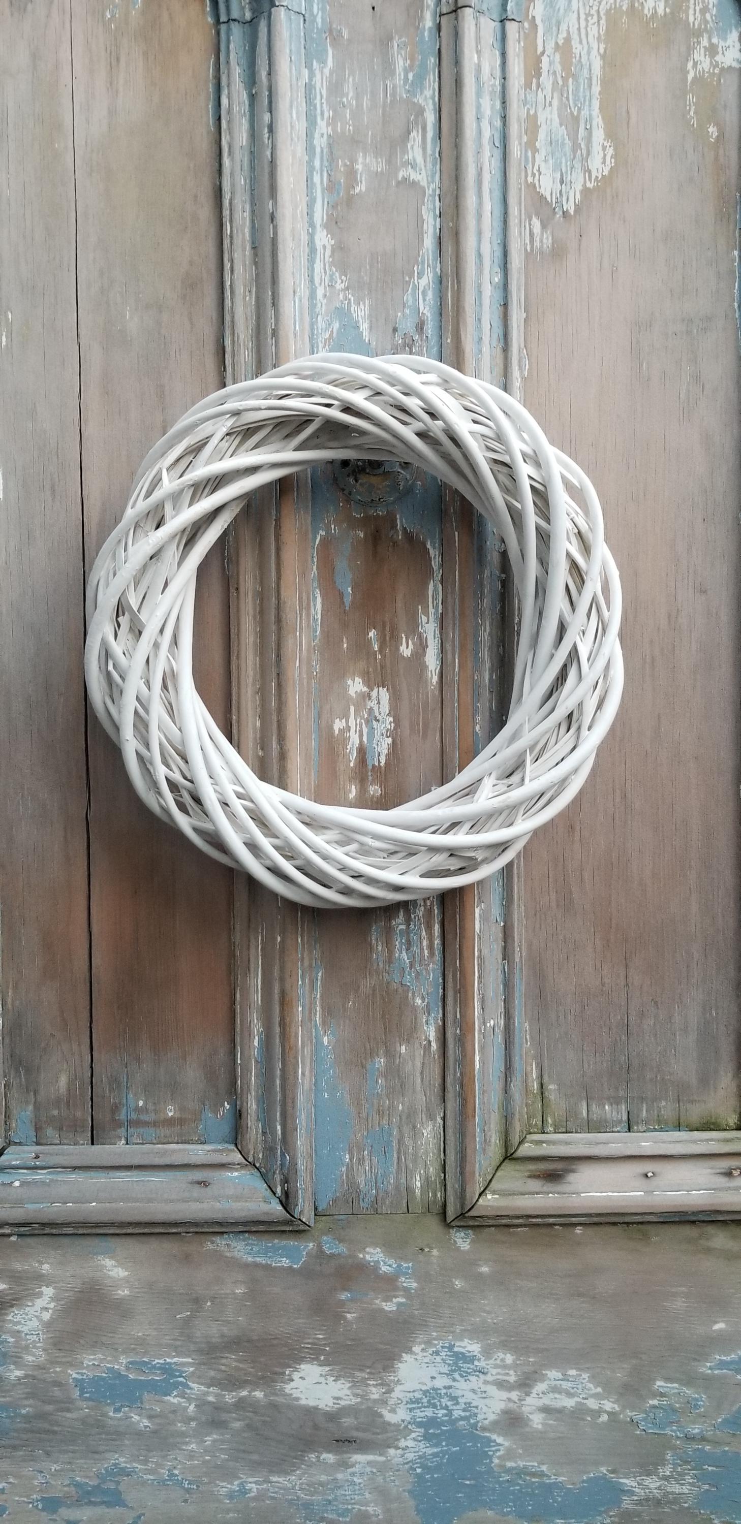 Grey White Woven Willow Wreath 16" 20", Rustic Decor, Natural Rattan ...