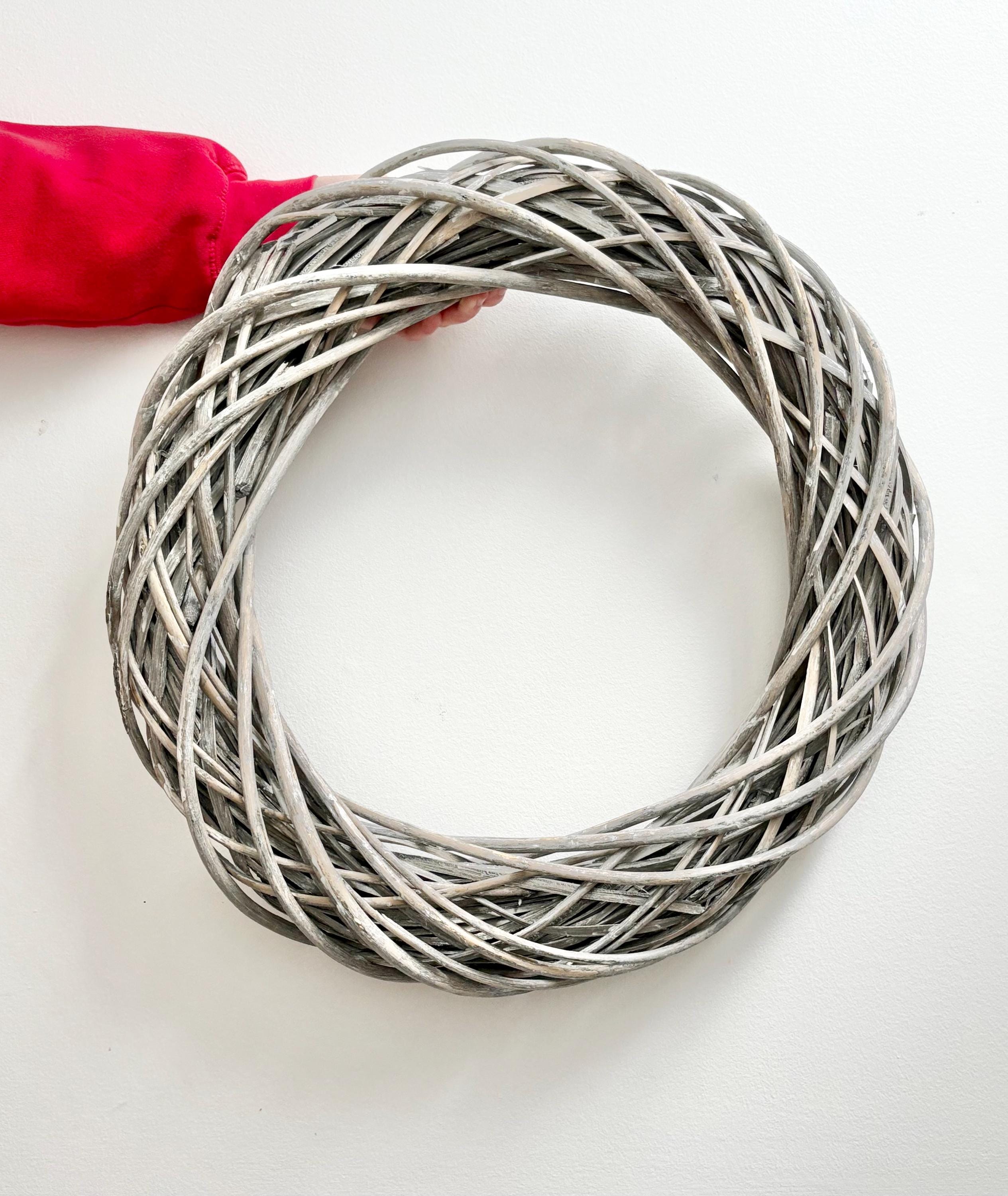 Grey White Woven Willow Wreath 16" 20", Rustic Decor, Natural Rattan ...