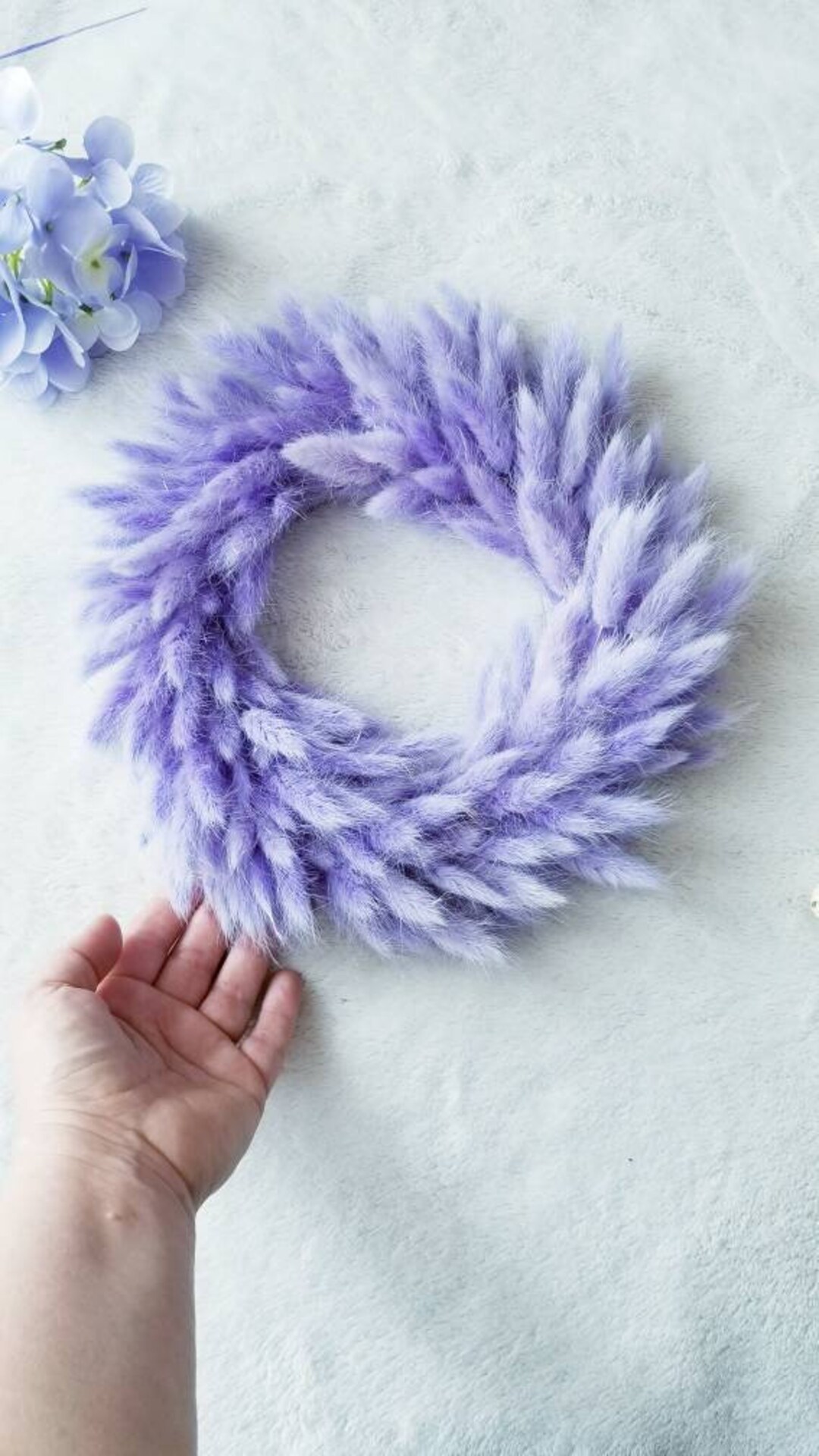 Periwinkle Wreath, Bunny Tail Wreath, Dried Grass Wreath, Small Purple ...