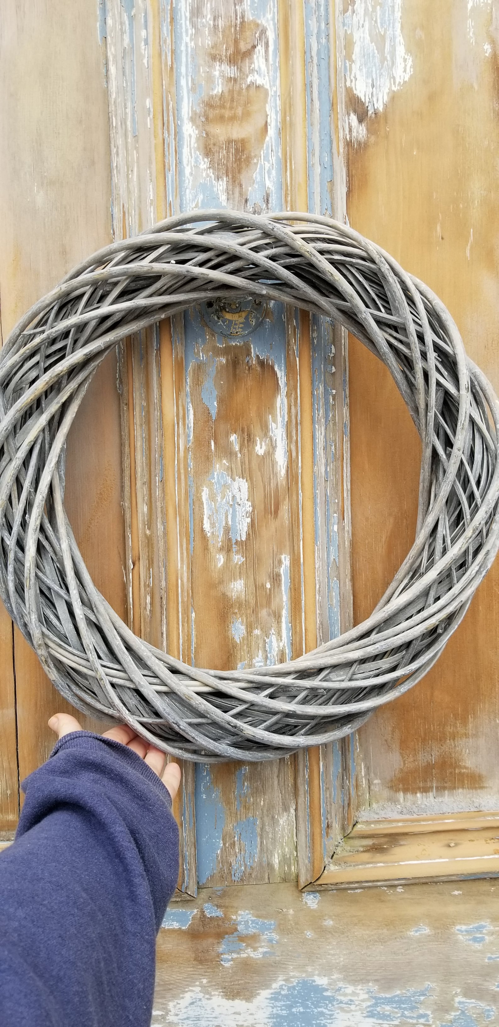 Grey White Woven Willow Wreath 16" 20", Rustic Decor, Natural Rattan ...